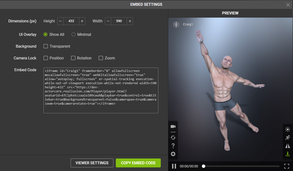 Embedding the ActorCore Viewer